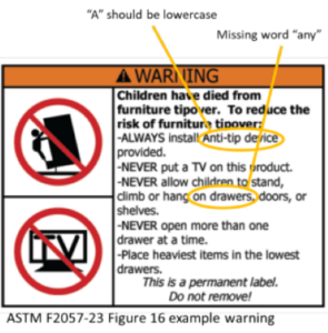 CPSC accepts 2 tip-over warning labels with slightly different wording ...